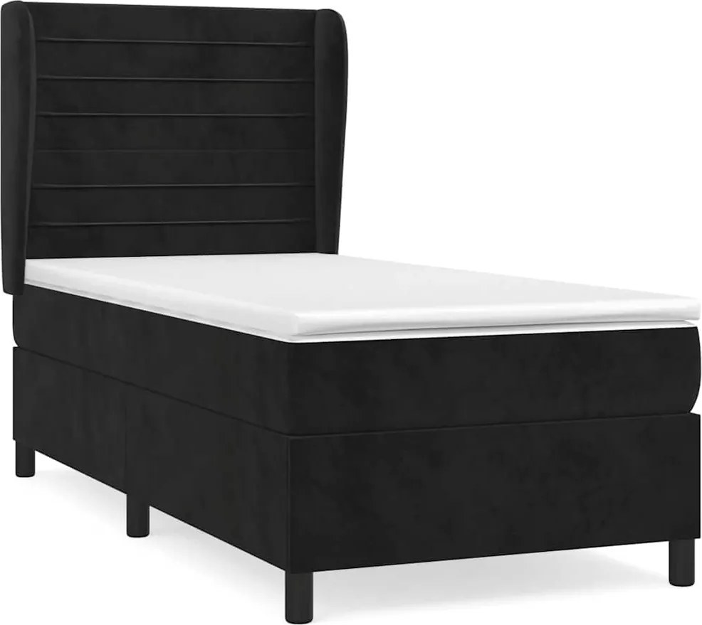 Box spring postel s matrací černá 80 x 200 cm samet 3129239
