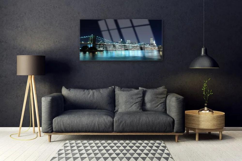 Plexisklo-obraz Most Město Architektura Noc 100x50 cm