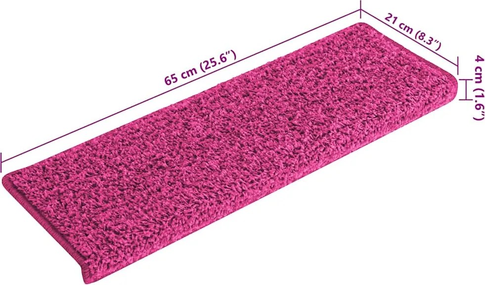 vidaXL Marketos Schodové rohože 15 ks 65 x 21 x 4 cm růžové s obdélníkovým okrajem