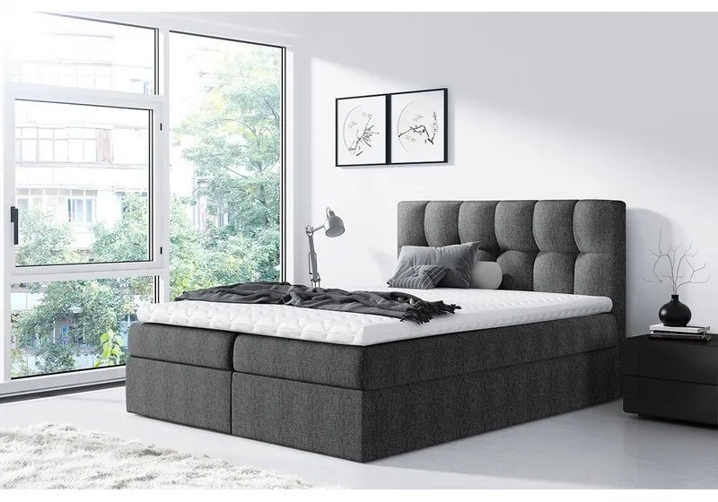 Kontinentální postel Rdest, Rozměr postele: 160x200, Barva:: ekokůže Soft 011 (černá)