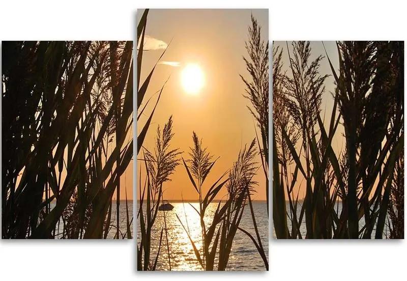 Gario Obraz na plátně Západ slunce na břehu jezera - 3 dílný Rozměry: 60 x 40 cm