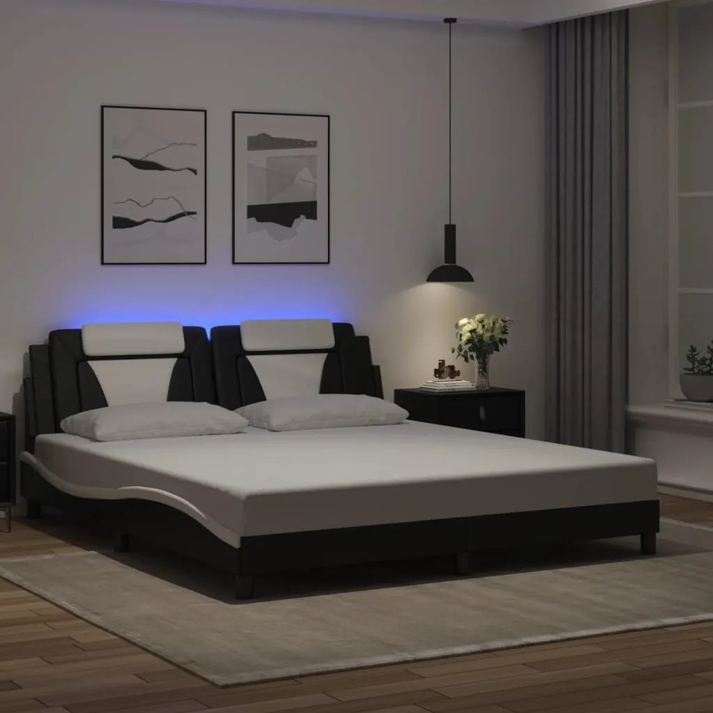 Rám postele Viana s LED bez matrace černý a bílý 180x200 cm 3214041