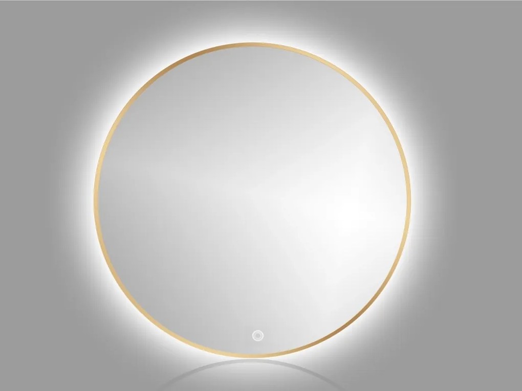 In-Design Zrcadlo RoundLine backlight - zlatý matný rám, s LED osvětlením Vypínač: Bez vypínače, Průměr zrcadla (mm): 1000