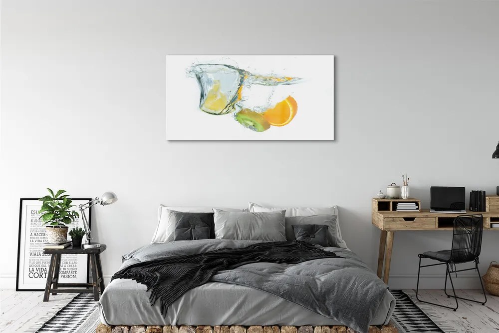 akrylový obraz Voda kiwi oranžový 125x50 cm