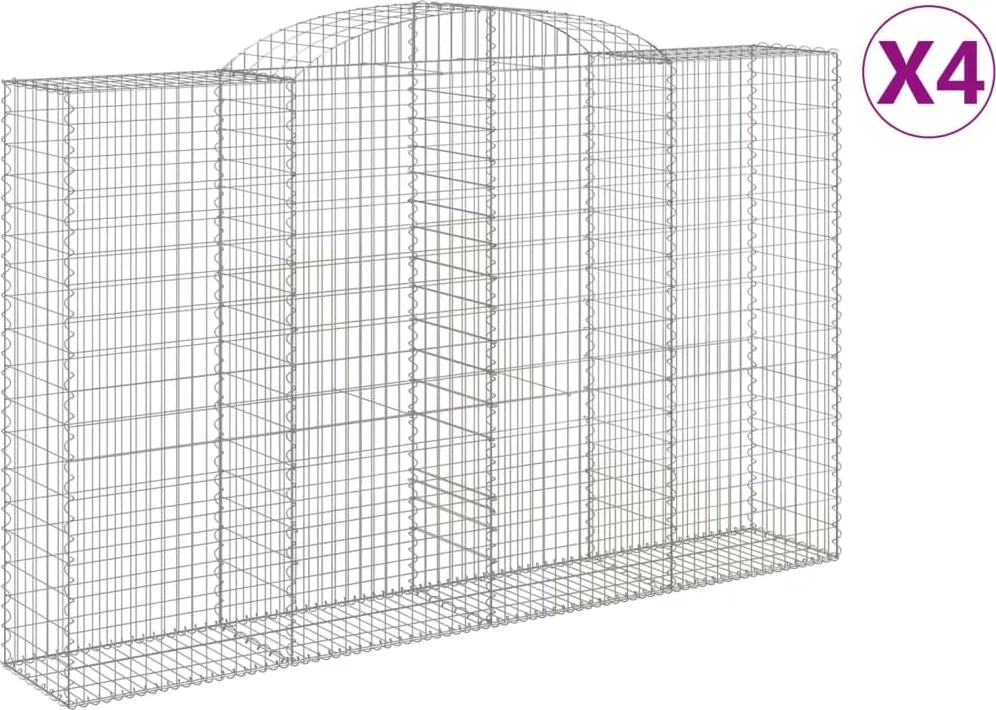 Klenuté gabionové koše 4 ks 300x50x180/200cm pozinkované železo 3146775