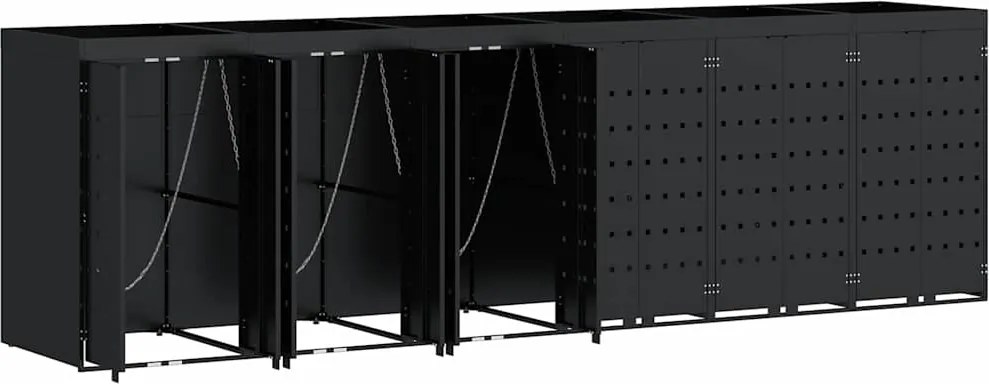 Úložný box na 6 popelnic Černá 408 x 77,5 x 121,5 cm 3394742