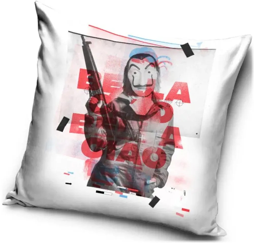 Dekorační polštář Papírový dům - Money Heist – Bella Ciao - 40x40 cm