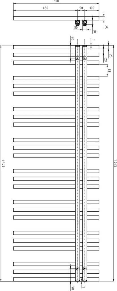 Sapho, SOPHINA topné těleso 600x1647mm, bílý mat, IR703W