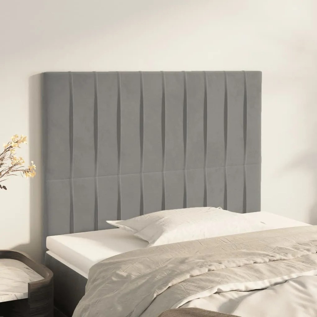 Čelo postele světle šedé 80x5x118/128 cm sametové 3116600