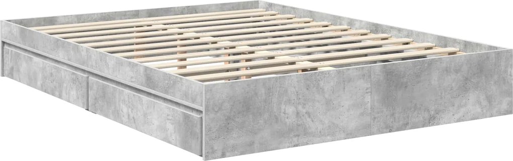 Postel s úložným prostorem s čelo Betonově šedá 150 x 200 cm 3412265