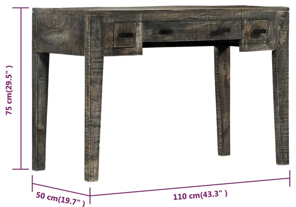 vidaXL Marketos Psací stůl černý 110 x 50 x 75 cm masivní mangovníkové dřevo