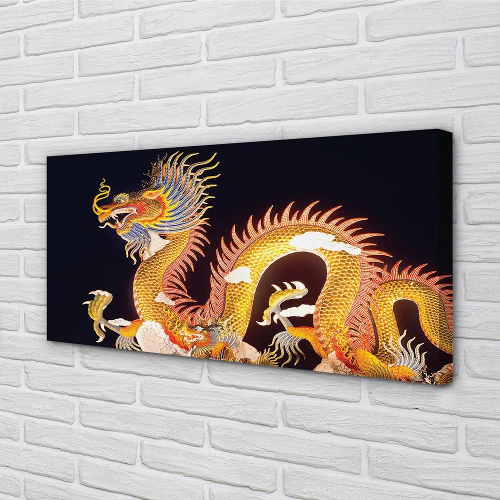 Obrazy na plátně Golden Japanese Dragon 140x70 cm