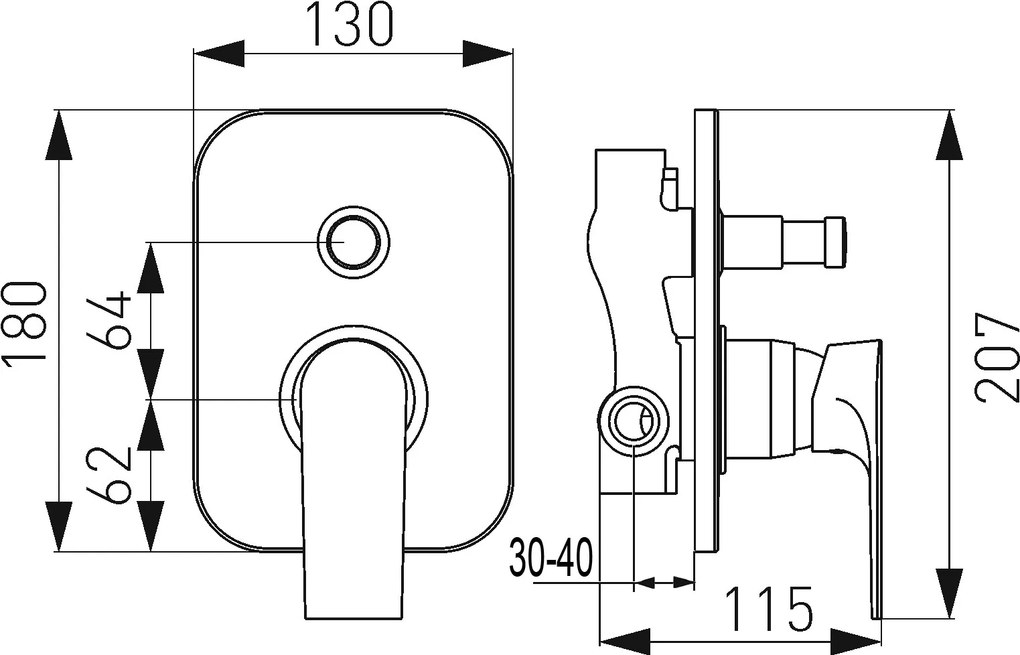 Ferro Algeo Square Sprchová podomítková baterie, chrom, 82050R,0