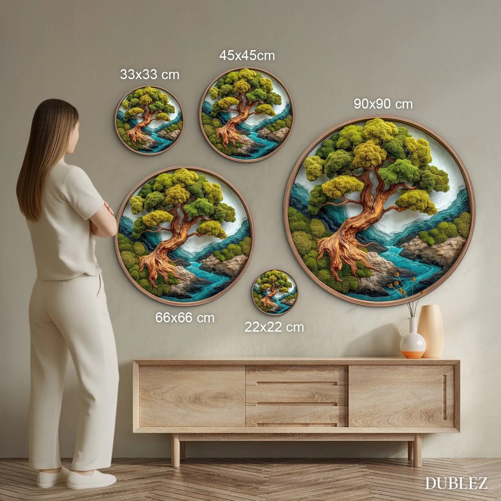 DUBLEZ | Strom života na stěnu - Bonsai | UV tisk, Premium