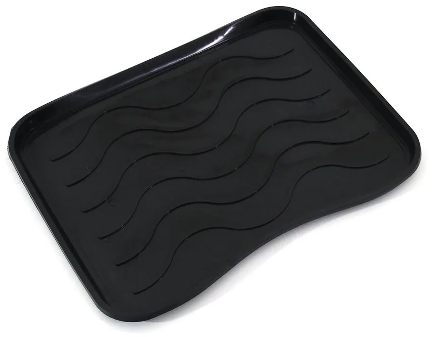 Černý plastový odkapávač na boty FLOMA Waves - 38 x 50 cm