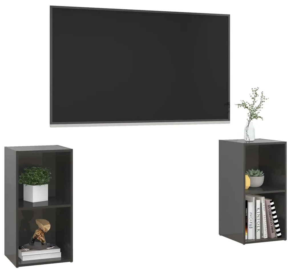 vidaXL Marketos TV skříňky 2 ks šedé vysoký lesk 72x35x36,5 cm kompozitní dřevo