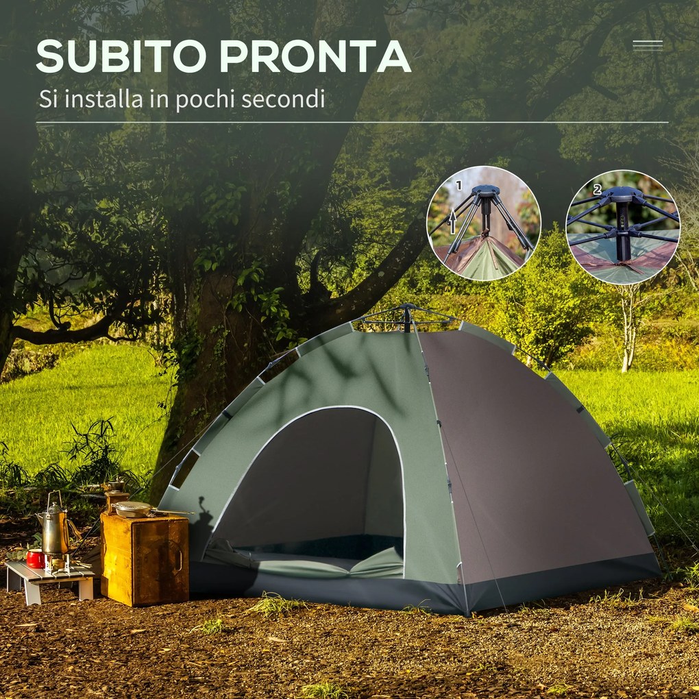 Outsunny Pop-Up Stan pro 4 Osoby, Plážový Stan s Taškou, Háčky na Světlo a Úložnými Kapsami, UV Ochrana, 210x210x135 cm