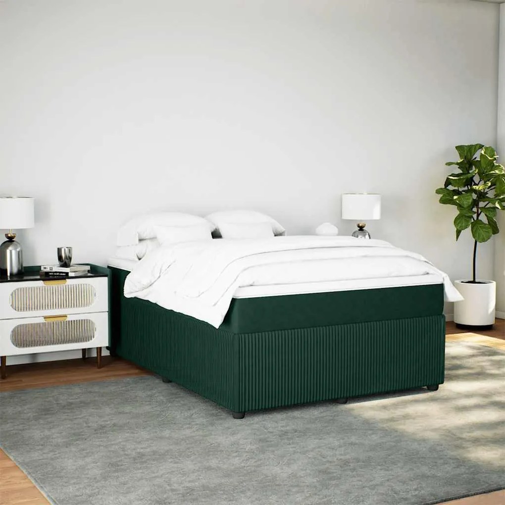 Box spring postel s matrací tmavě zelená 140x200 cm samet 3285647