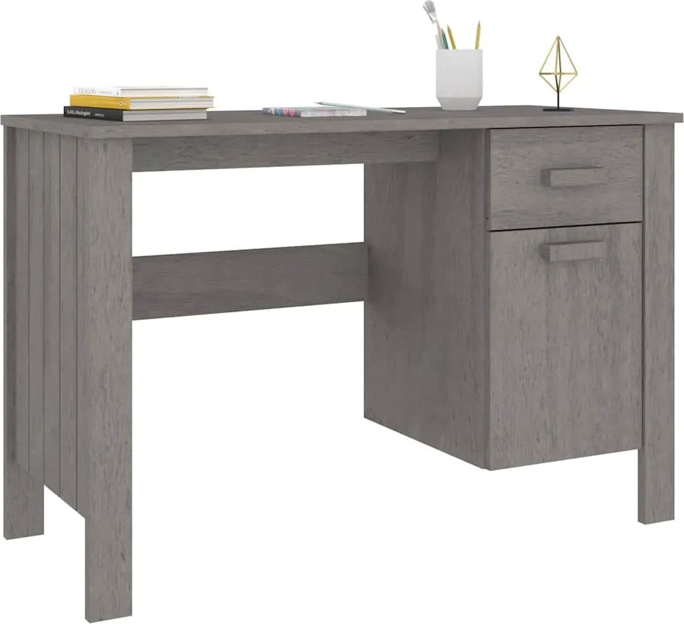 Psací stůl HAMAR světle šedý 113 x 50 x 75 cm masivní borovice 340463