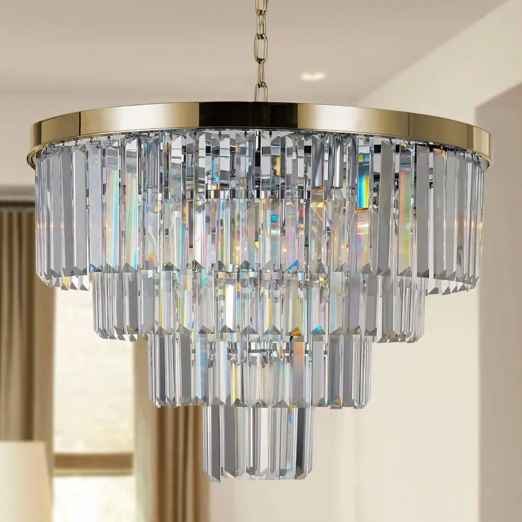 Toolight Toolight, závěsný křišťálový stropní lustr 58cm, 6xE14, APP1533-6CP4, zlatá, OSW-03255