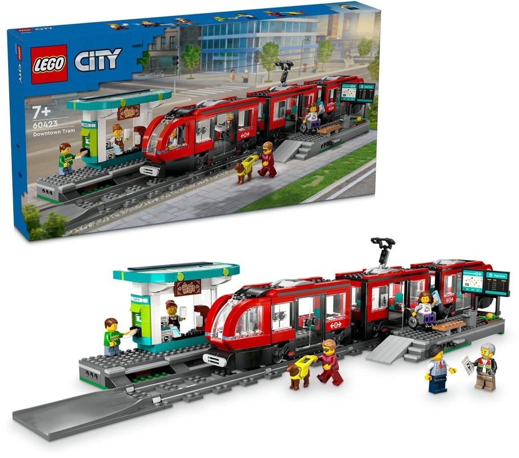 Lego stavebnice lego city 60423 tramvaj a zastávka v centru města
