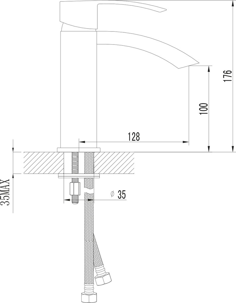 Sapho, GINKO 35 stojánková umyvadlová baterie bez výpusti, černá matná, 1101-02B