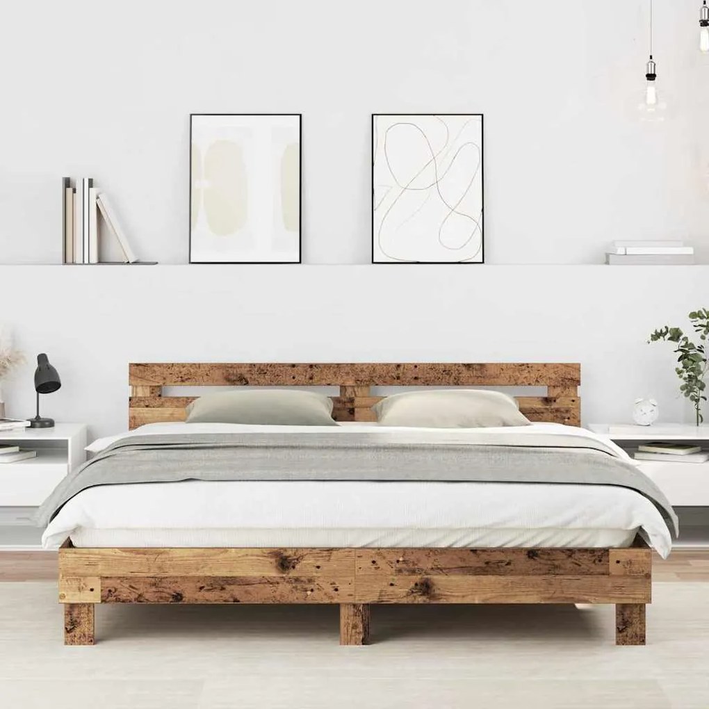 Rám postele Staré dřevo 203 x 185 x 70 cm Kompozitní dřevo 3385625