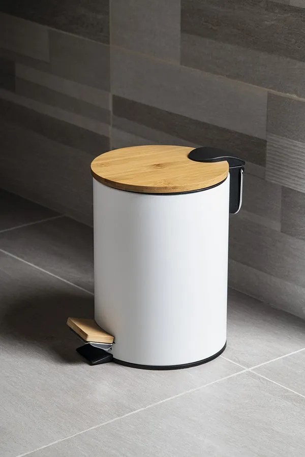 Aqualine Aqualine, BAMBUS odpadkový koš kulatý 5l, bílá, BI007