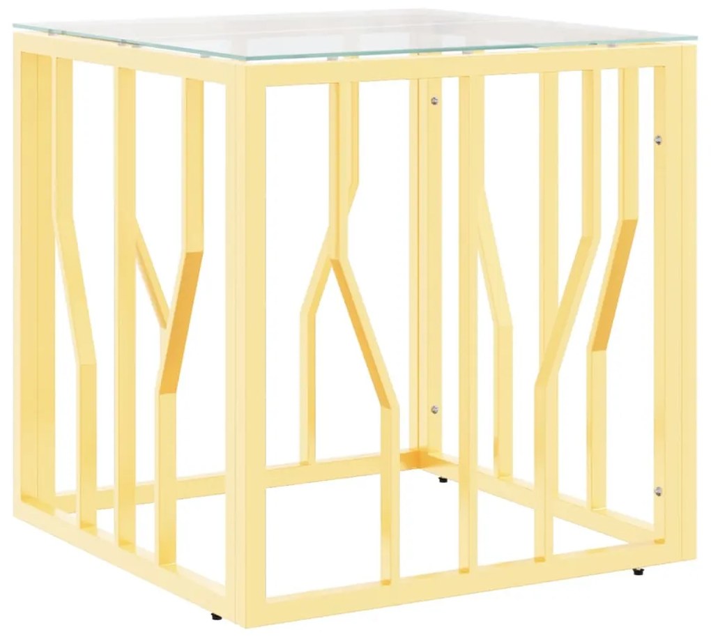 vidaXL Konferenční stolek zlatý 50 x 50 x 50 cm nerezová ocel a sklo