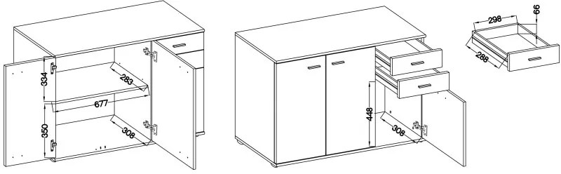 FALCO Komoda kombinovaná Mileta 1 Odstín: Old style/matera