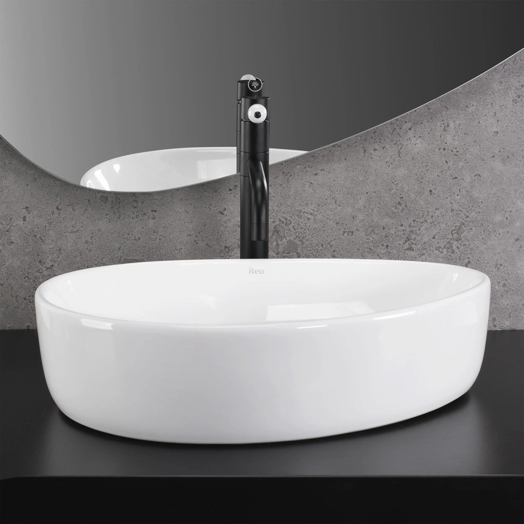 Rea Vanila, umyvadlo na desku 510x400x130 mm, bílá lesklá, REA-U8422