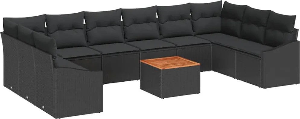 Sada zahradních pohovek 11 ks Černá polyratan 3347884