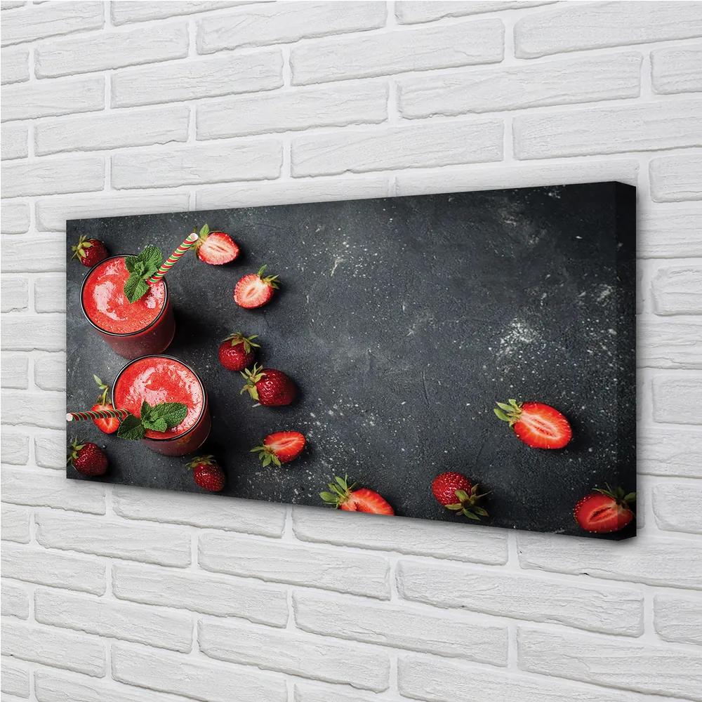 Obrazy na plátně jahodový koktejl 100x50 cm