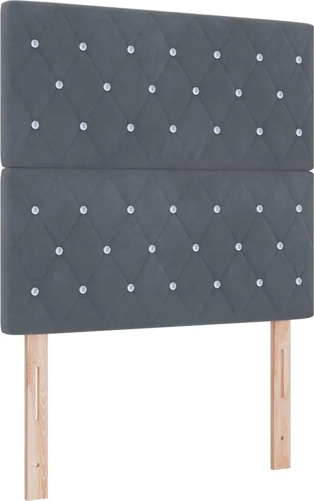 Postel s boxspringem s čelo Tmavě šedá 90 x 190 cm samet 3344844