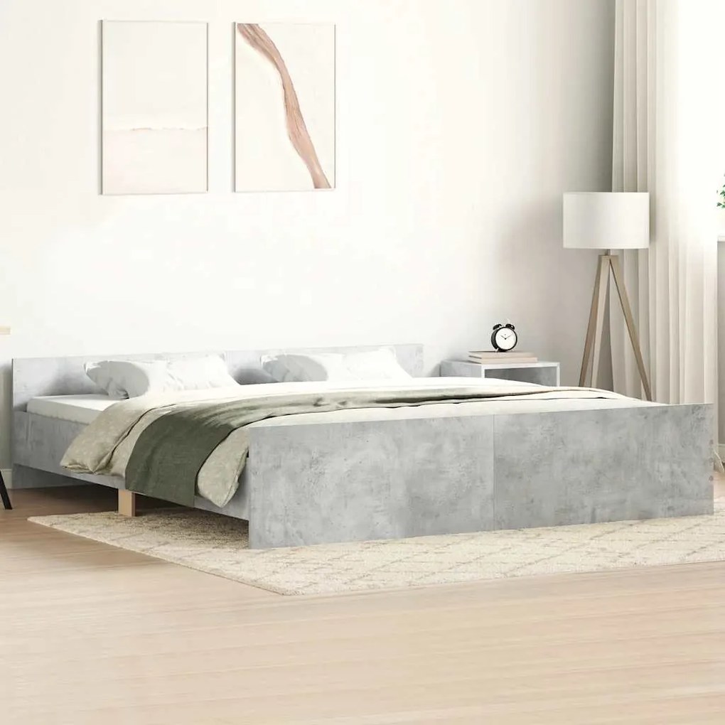 Rám postele s hlavovým a nožním čelem betonově šedý 200x200 cm 3203736