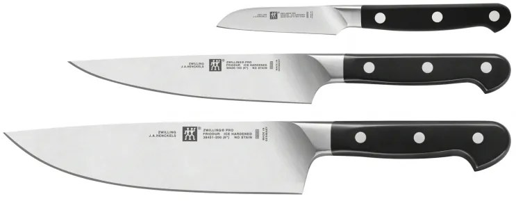 Pro set nožů 3 ks - nůž na zeleninu 9 cm, plátkovací 16 cm, kuchařský 20 cm - Zwilling