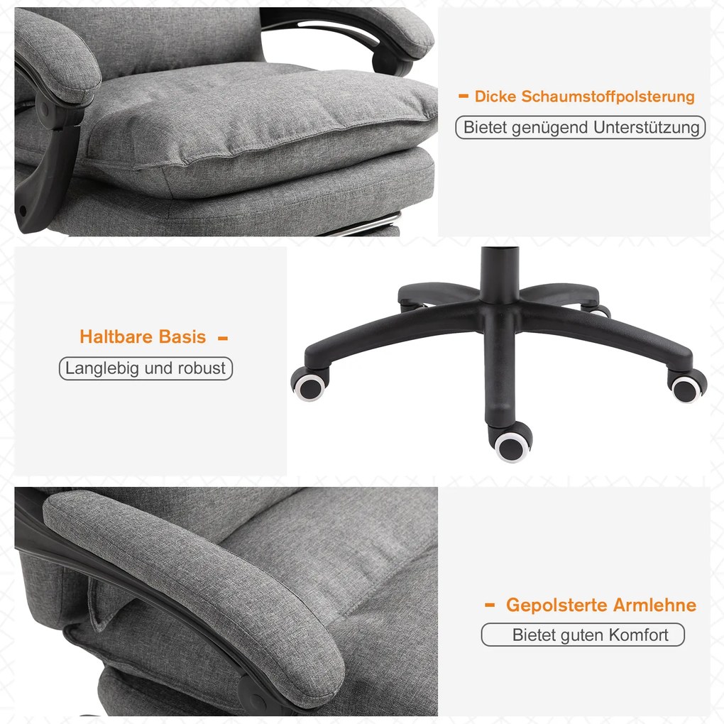 Ergonomická masážní kancelářská židle Vinsetto s výsuvnou podnožkou, výškově nastavitelná, černá pro pohodlí v kanceláři | Aosom.de