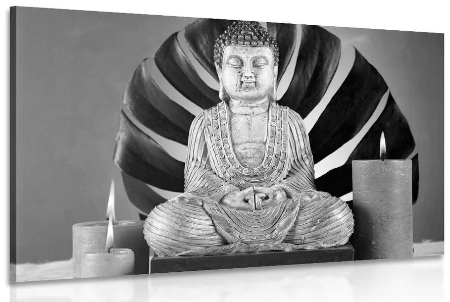 Obraz Budha s relaxačním zátiším v černobílém provedení Varianta: 90x60