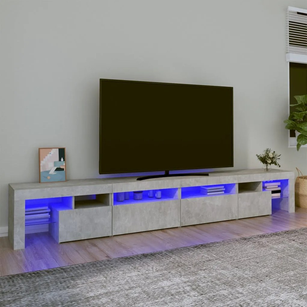TV skříňka s LED osvětlením betonově šedá 260x36,5x40 cm
