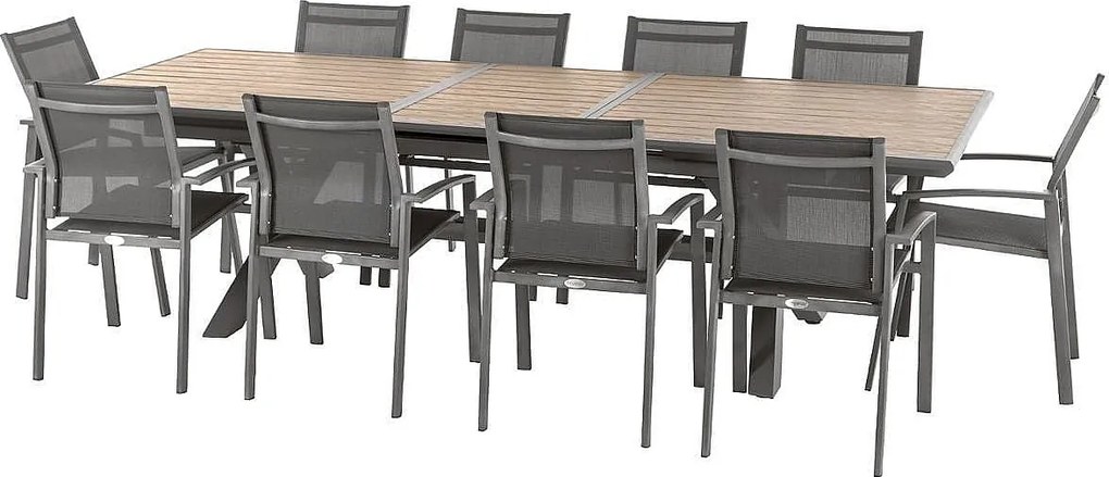 DEOKORK Hliníkový stůl BERGAMO 220/279 cm (šedo-hnědý/medová)