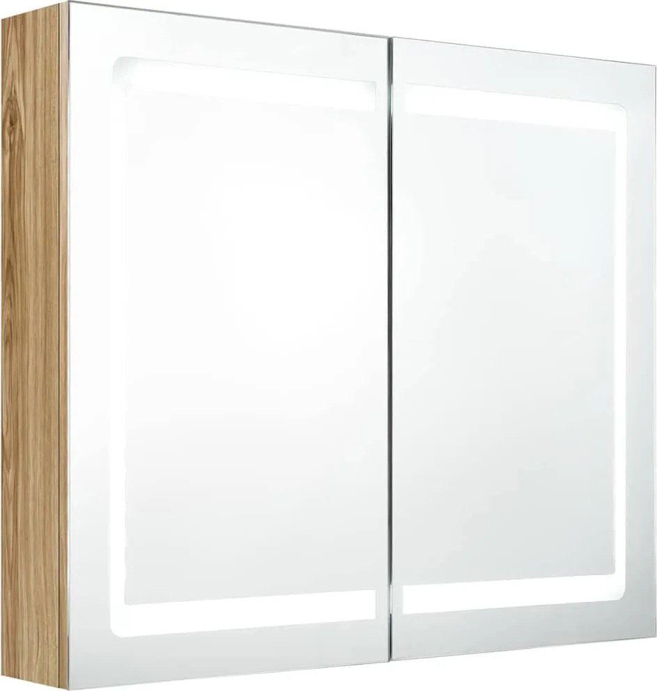 LED koupelnová skříňka se zrcadlem dub 80 x 12 x 68 cm 326515