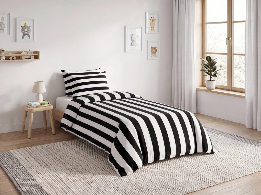 Bavlněné povlečení STRIPE BALANCE černo-bílé Rozměr povlečení: 70 x 90 cm | 140 x 200 cm