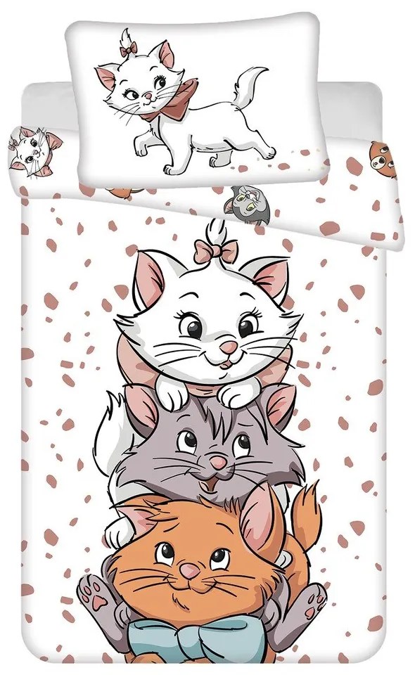 Bílé bavlněné dětské povlečení do postýlky 100x135 cm Marie Cat "Friends" – Jerry Fabrics