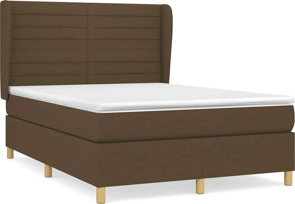 Box spring postel s matrací tmavě hnědá 140x190 cm textil 3128600
