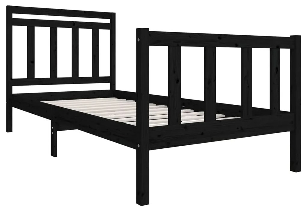 Rám postele černý masivní dřevo 90 x 200 cm,  3100708