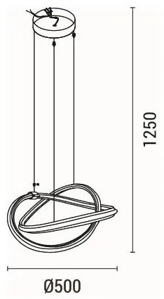 LED Lustr na lanku SATURN LED/38W/230V 3000K 50x120 cm