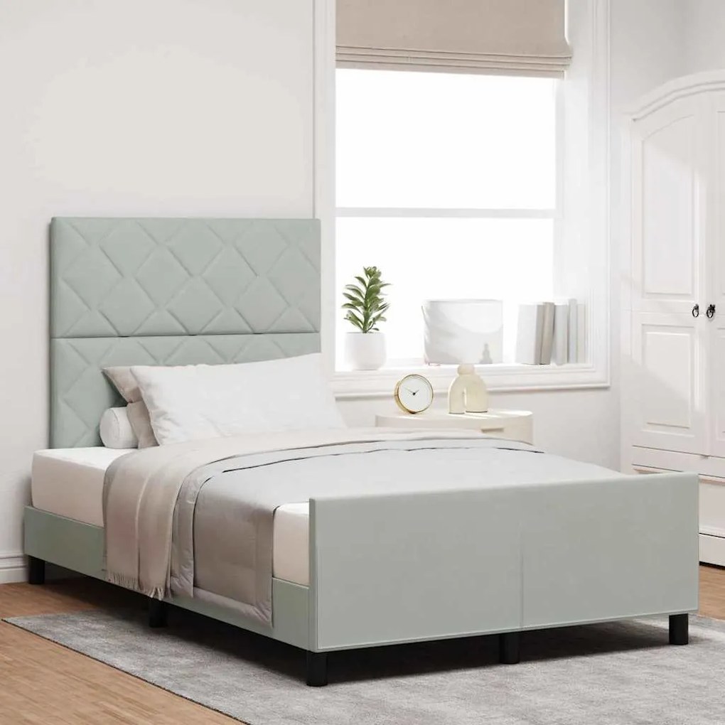 Postel s boxspringem s čelo Světle šedá 120 x 200 cm samet 3344999