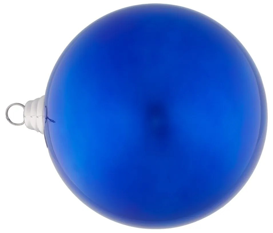 Velká vánoční koule 20 cm, modrá lesklá, UV, plastová, venkovní