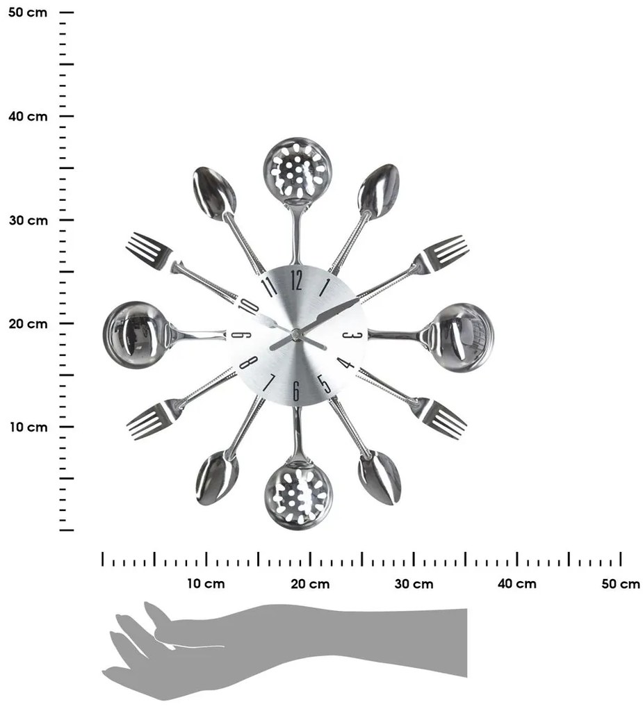 Nástěnné hodiny Cutlery, chromová