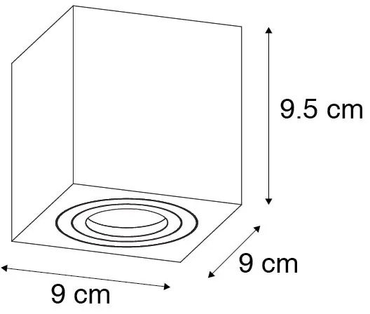 Moderní čtvercové koupelnové bodové světlo černé - Capa